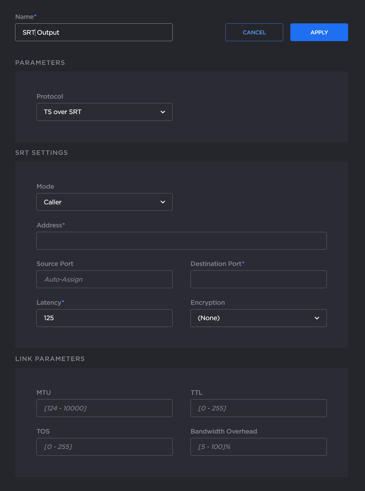 Configuring Output Parameters